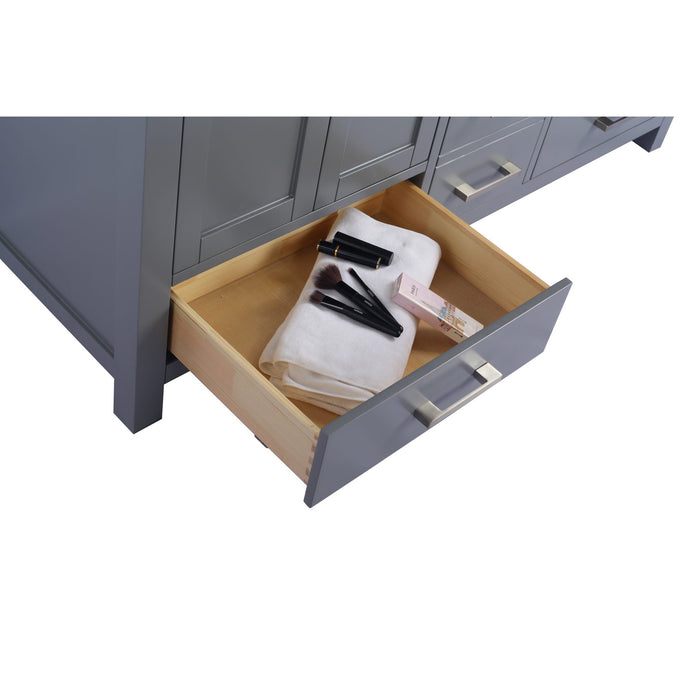 Wilson 60" Grey Double Sink Bathroom Vanity with White Carrara Marble ...