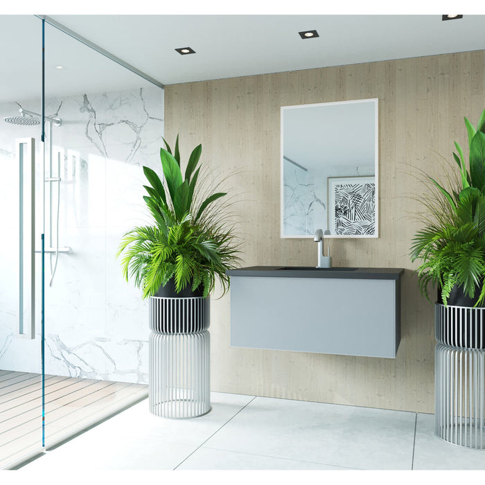 Vitri 36" Fossil Grey Bathroom Vanity with VIVA Stone Matte Black Soli — Direct Home Connection