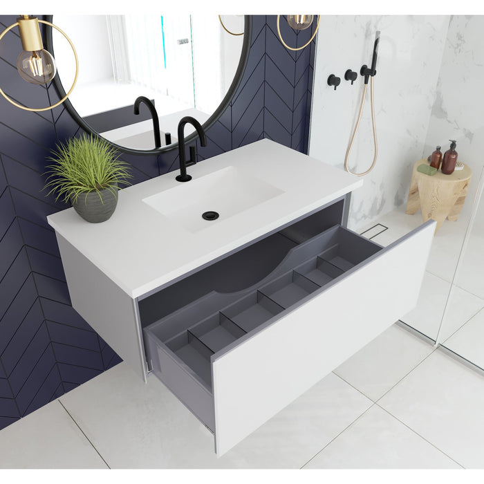 Vitri 42" Cloud White Bathroom Vanity with VIVA Stone Matte White Soli — Direct Home Connection